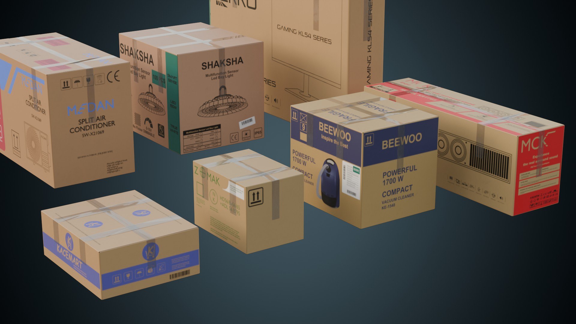 3D Cardboard Boxes Pallet And Shelf 2A - TurboSquid 2249048