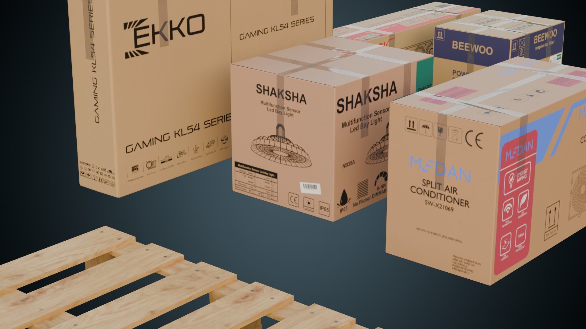 3D Cardboard Boxes Pallet And Shelf 2A - TurboSquid 2249048