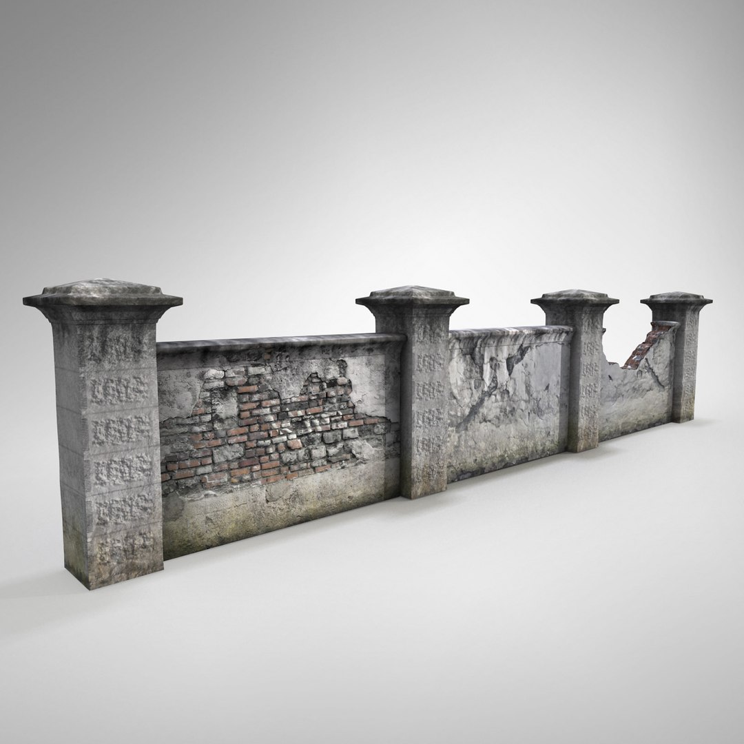 3d old garden wall