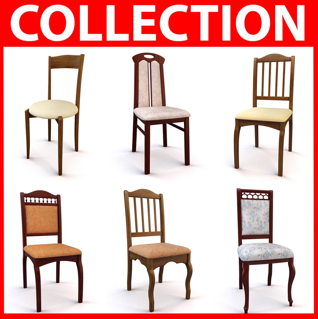 3d model set classic chairs