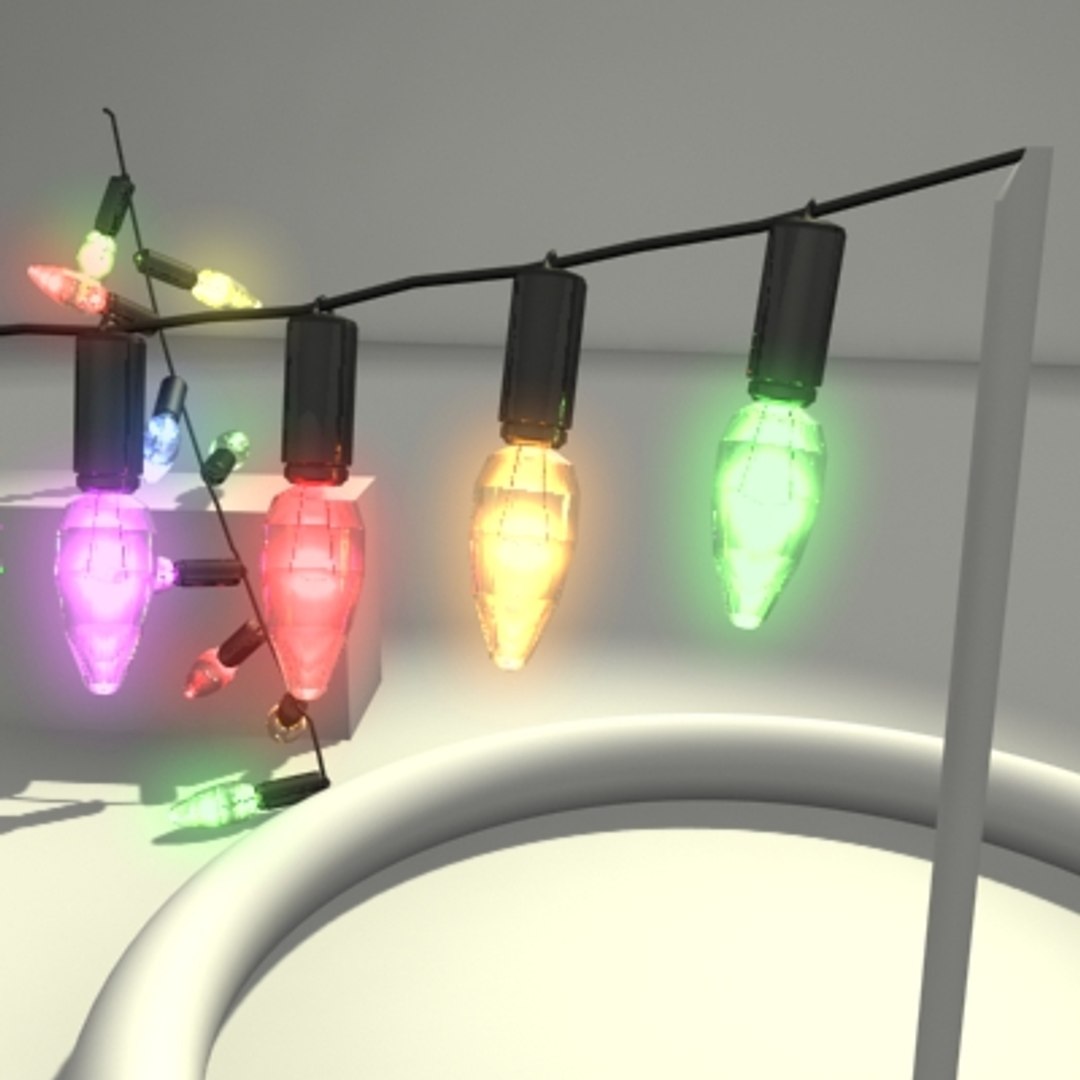 christmas lights multi-coloured animation 3d model