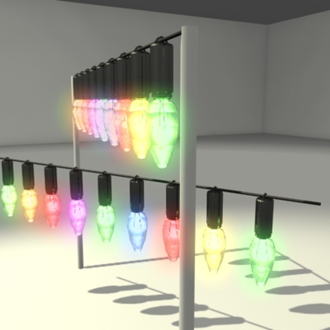 christmas lights multi-coloured animation 3d model