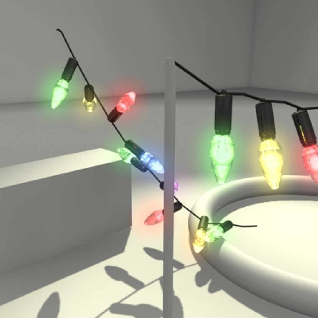 christmas lights multi-coloured animation 3d model