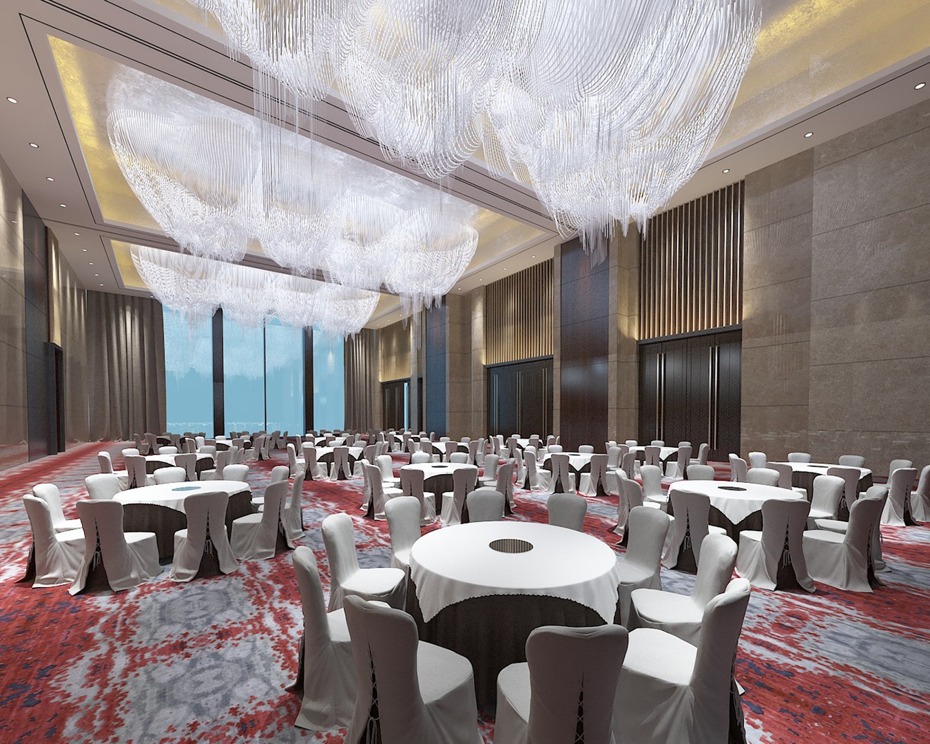 3D Banquet Hall living room party hotel wedding scene banquet party ...