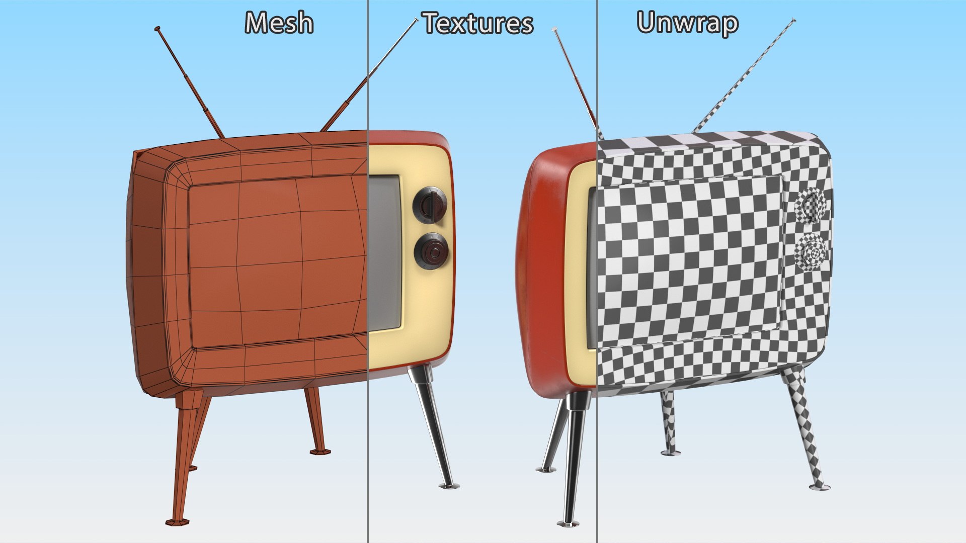 3D Old Tv On Legs - TurboSquid 2174831