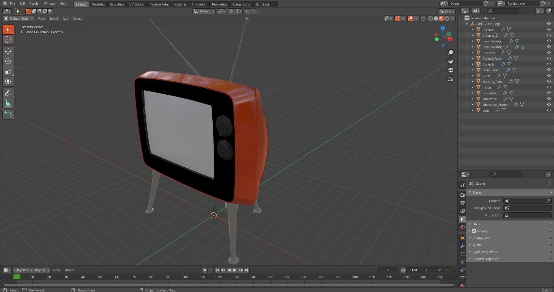 3D Old Tv On Legs - TurboSquid 2174831