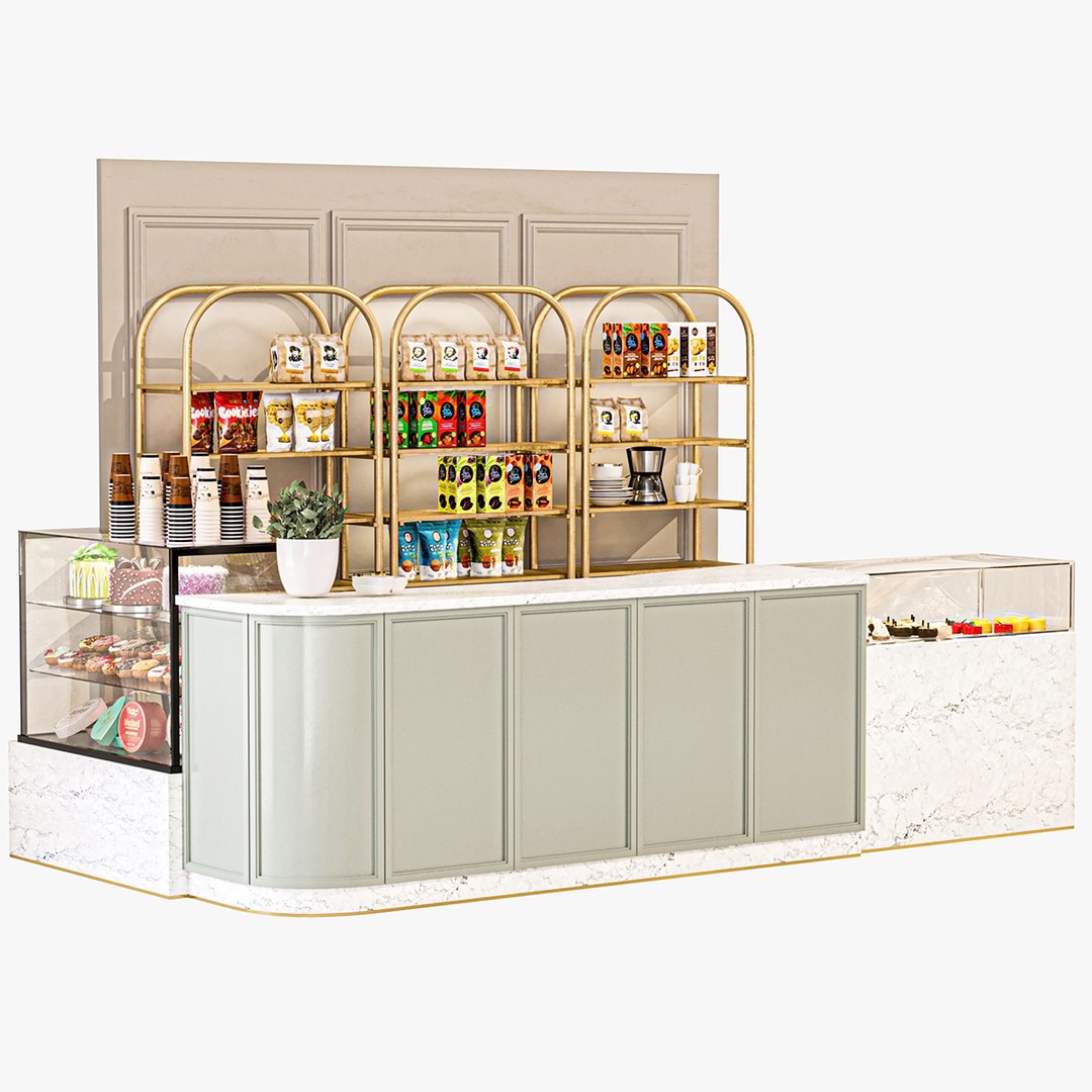 3D Coffee point in classic style with desserts and sweets - TurboSquid ...