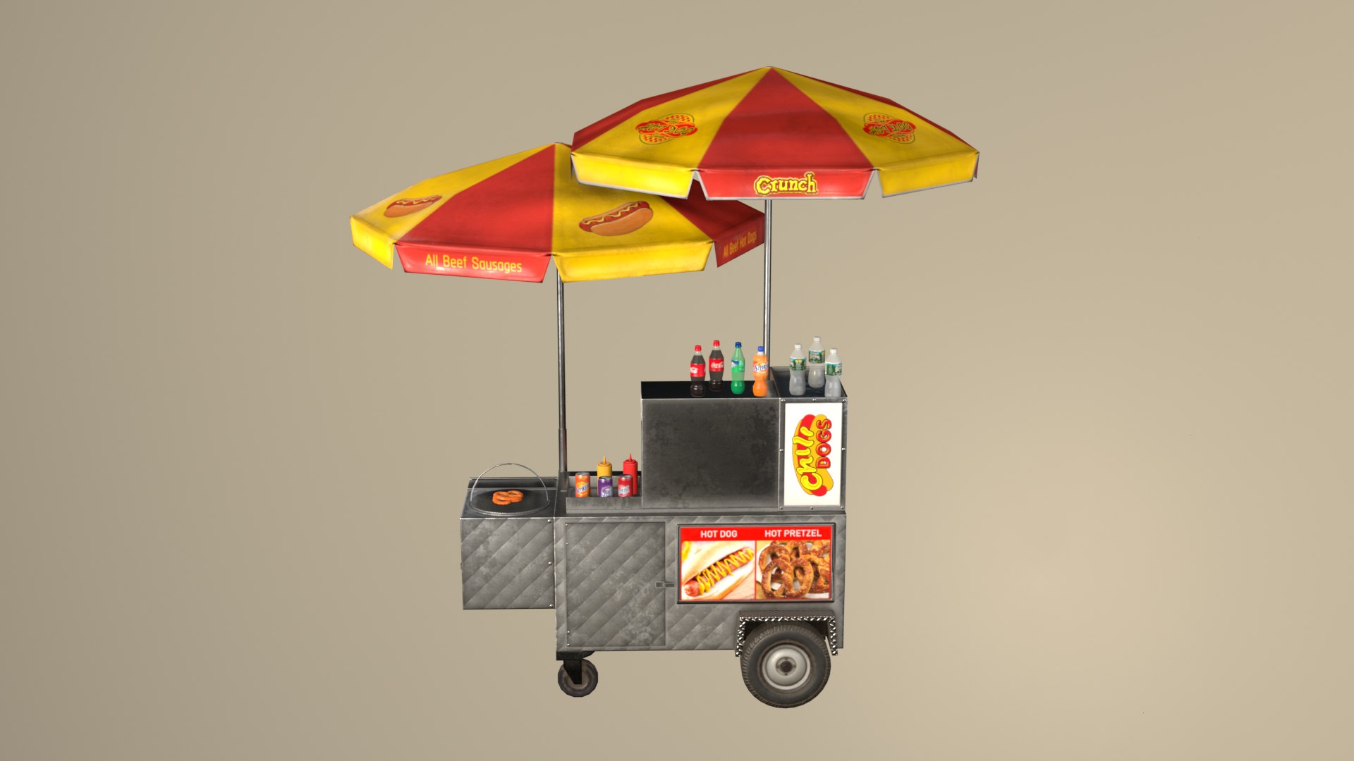 New York Hot-Dog Cart 3D Model - Low Poly And PBR Ready Blend 3D ...