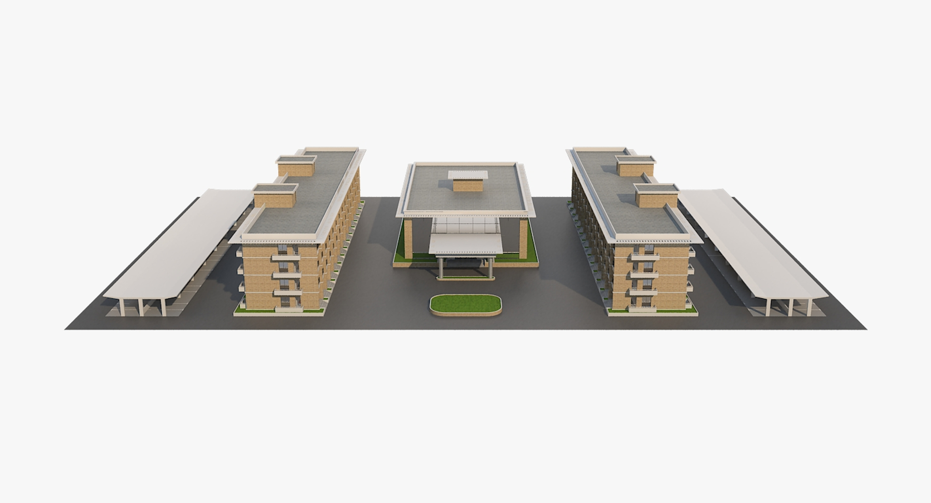 3D hotel buildings block - TurboSquid 1420941