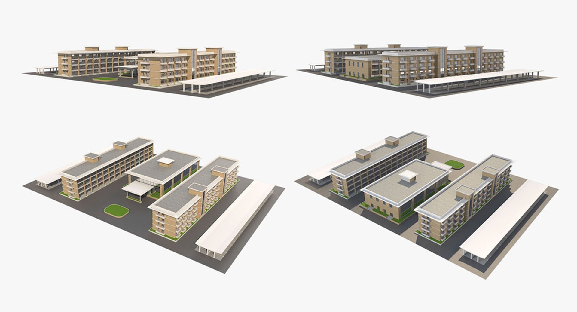 3D hotel buildings block - TurboSquid 1420941