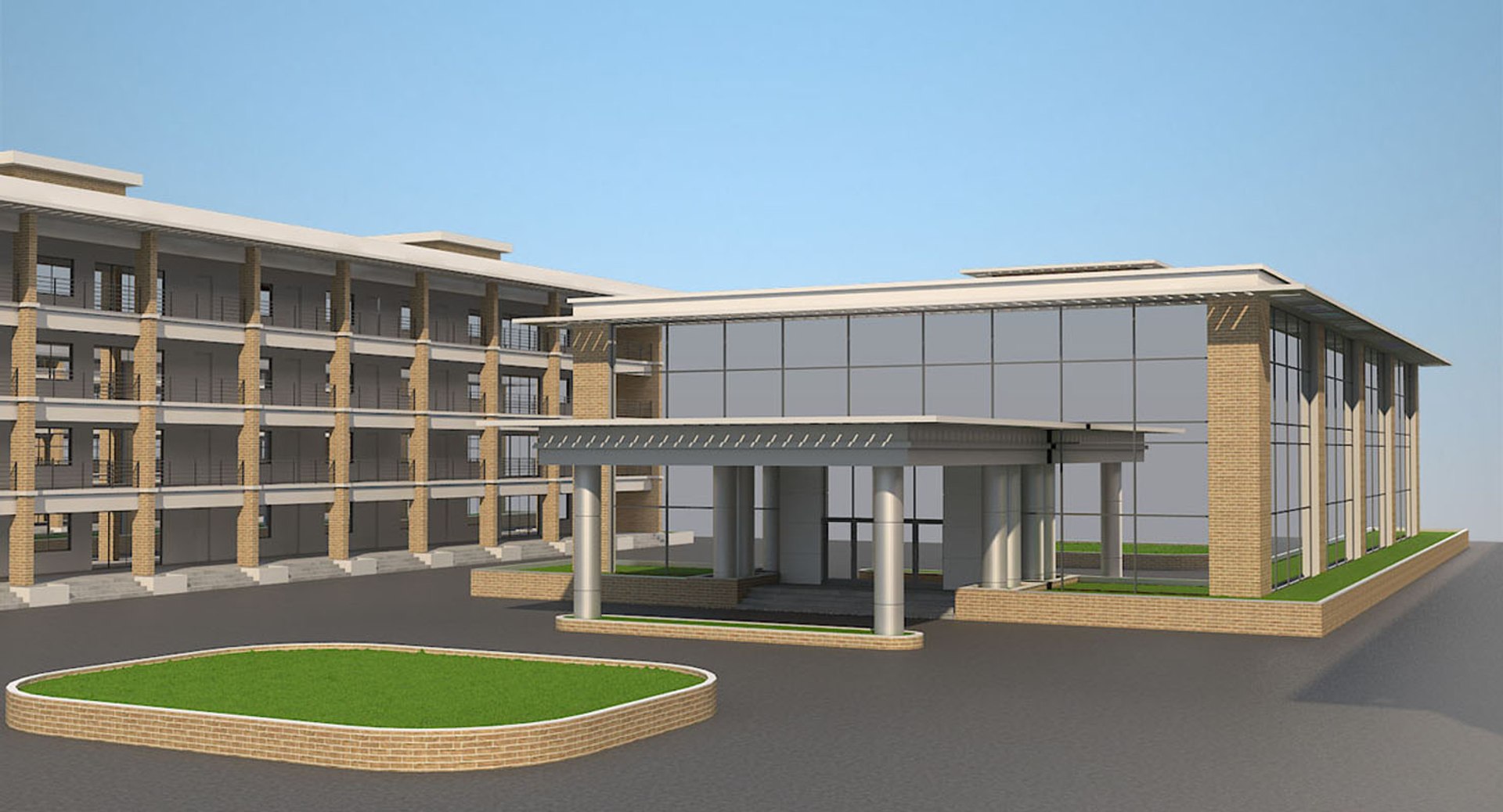 3D hotel buildings block - TurboSquid 1420941