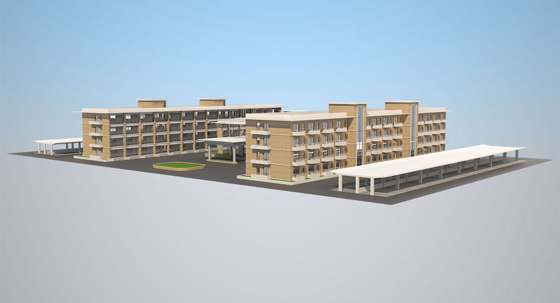 3D hotel buildings block - TurboSquid 1420941