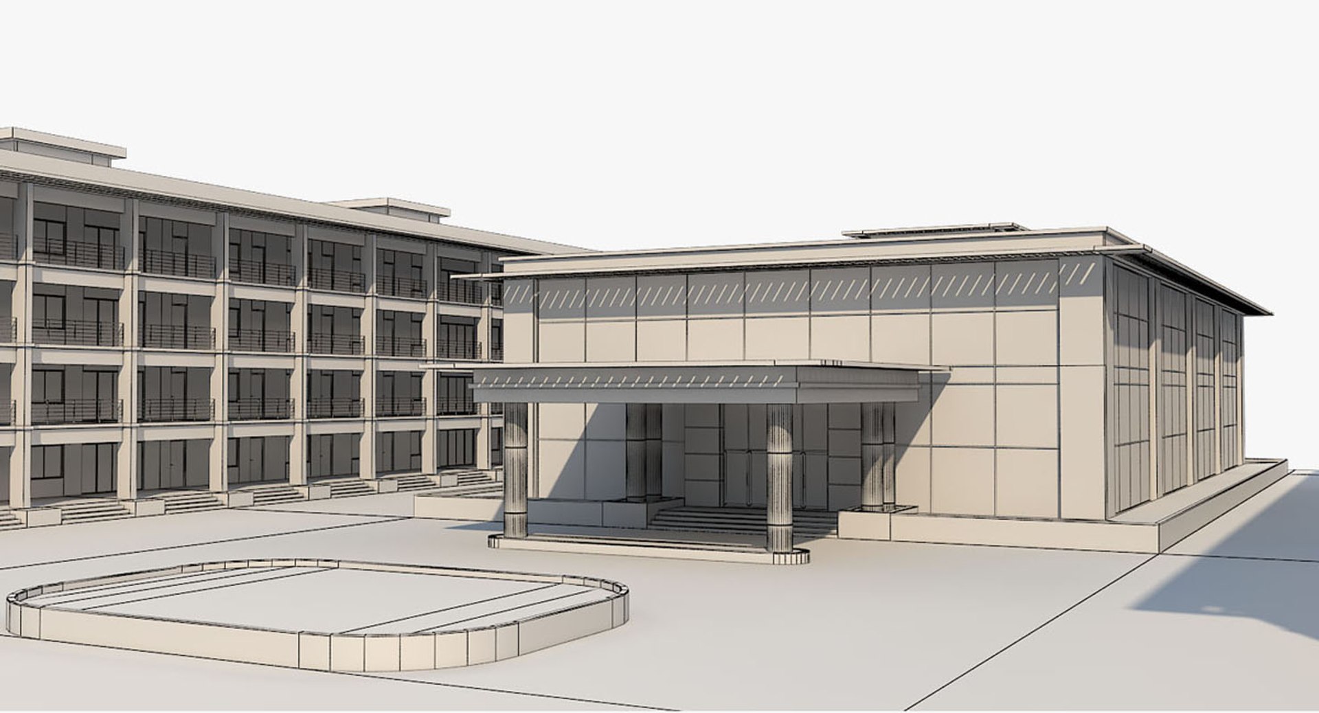 3D hotel buildings block - TurboSquid 1420941