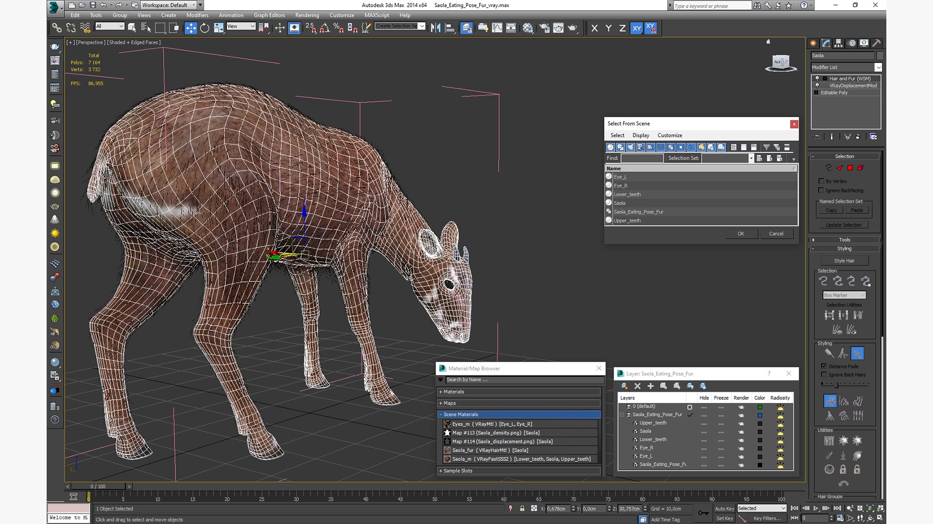 3D Saola Eating Pose Fur Model - TurboSquid 2202825