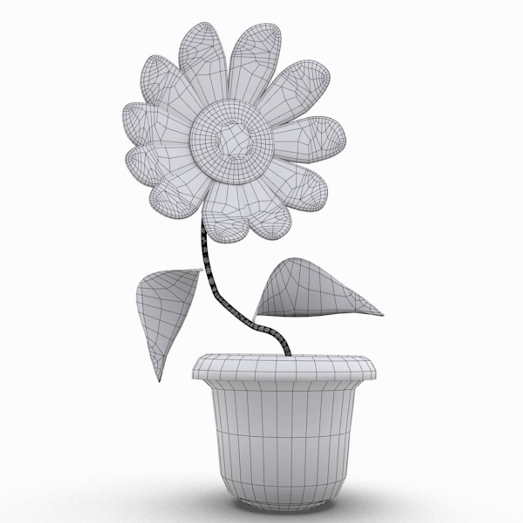 cartoon flower toon 3d model