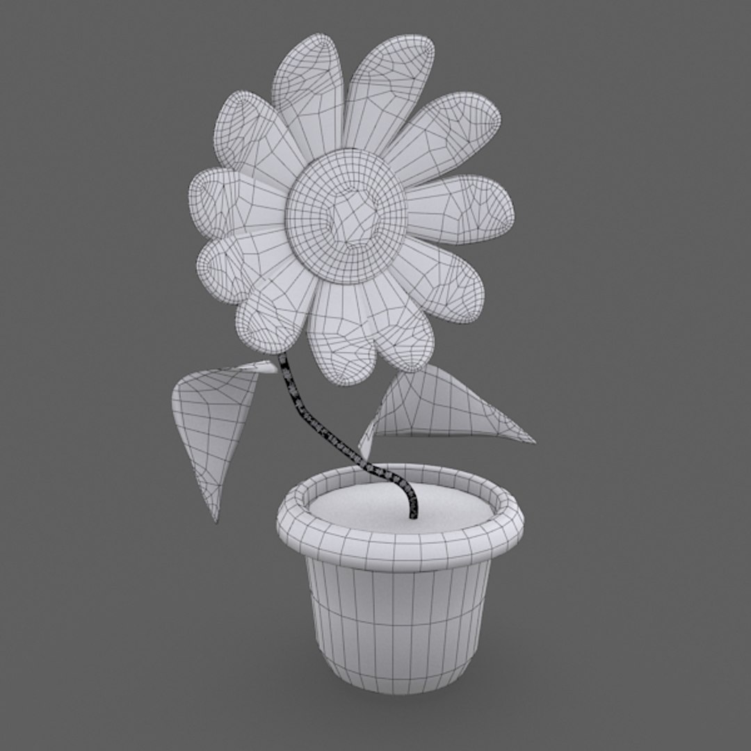 cartoon flower toon 3d model