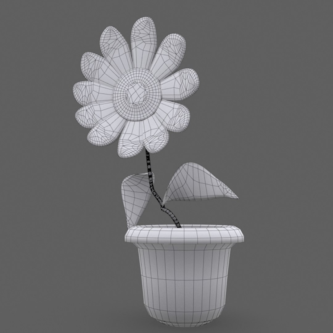 cartoon flower toon 3d model