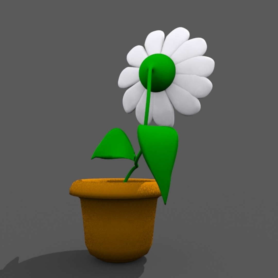 cartoon flower toon 3d model