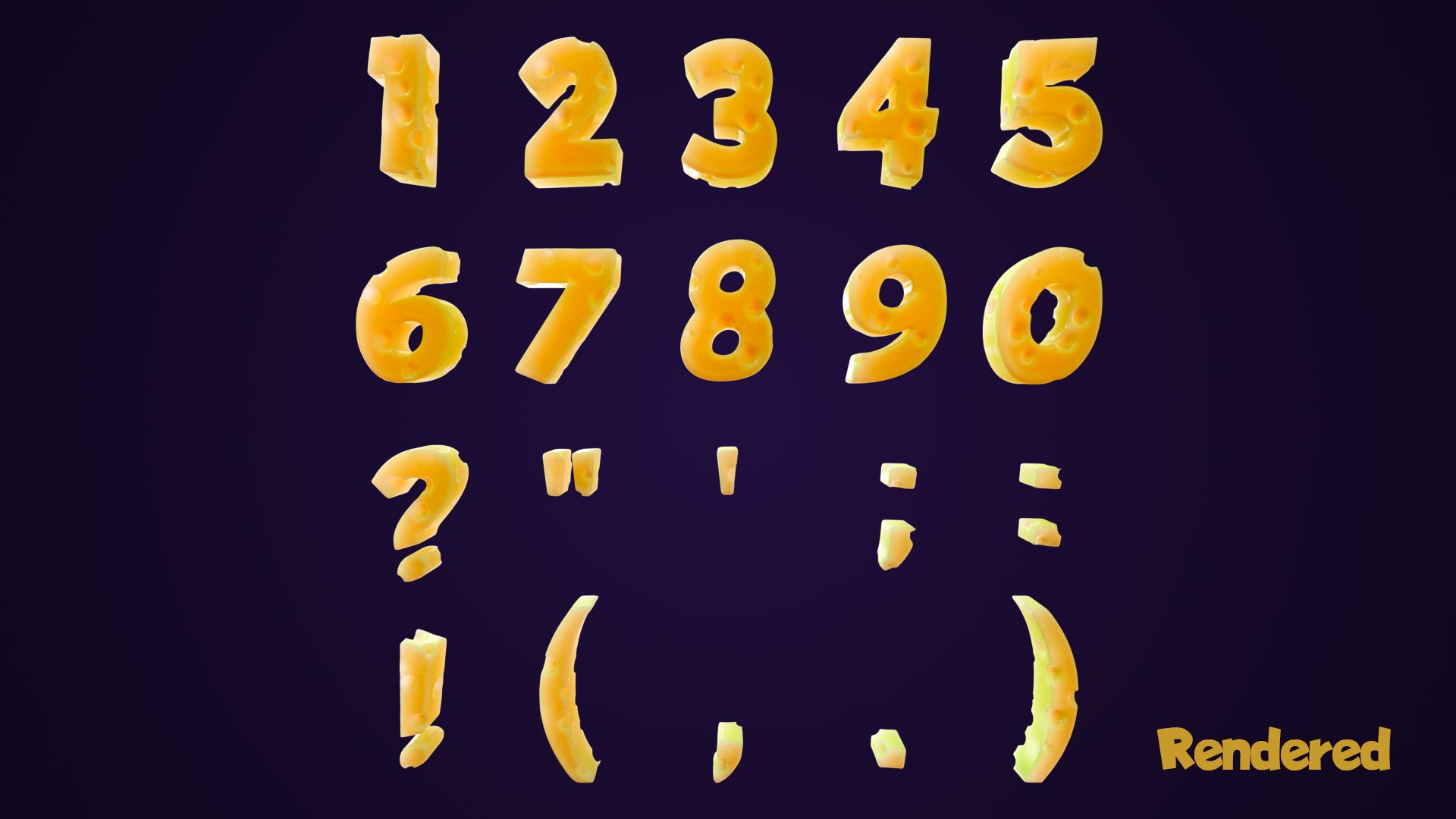 3D Cheese Alphabet Numbers - TurboSquid 2099330