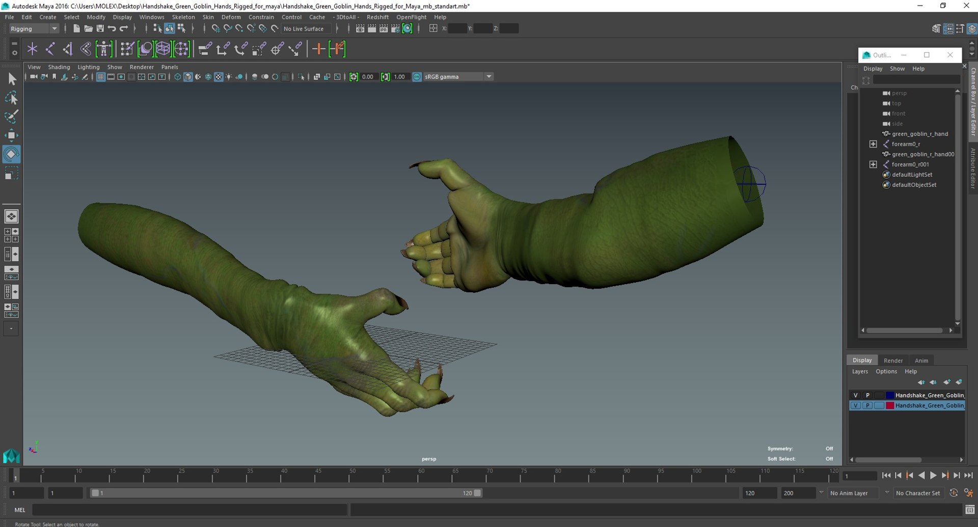 Handshake Green Goblin Hands Rigged For Maya 3D Model - TurboSquid 2123895