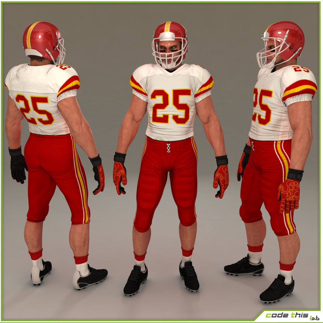team player american football 3d obj
