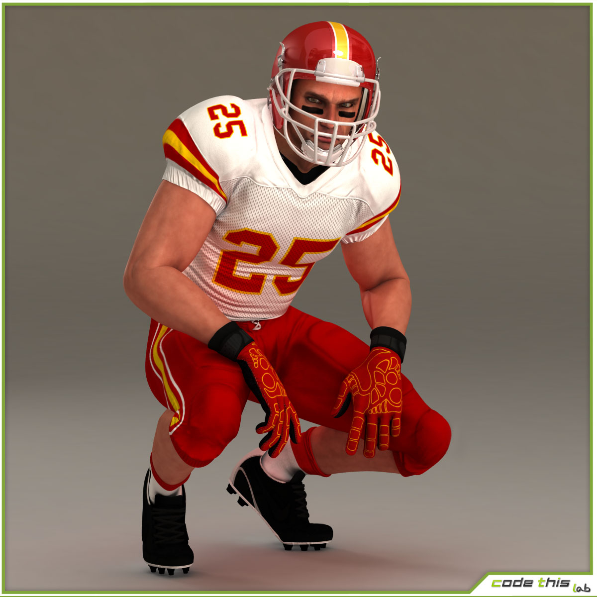 team player american football 3d obj