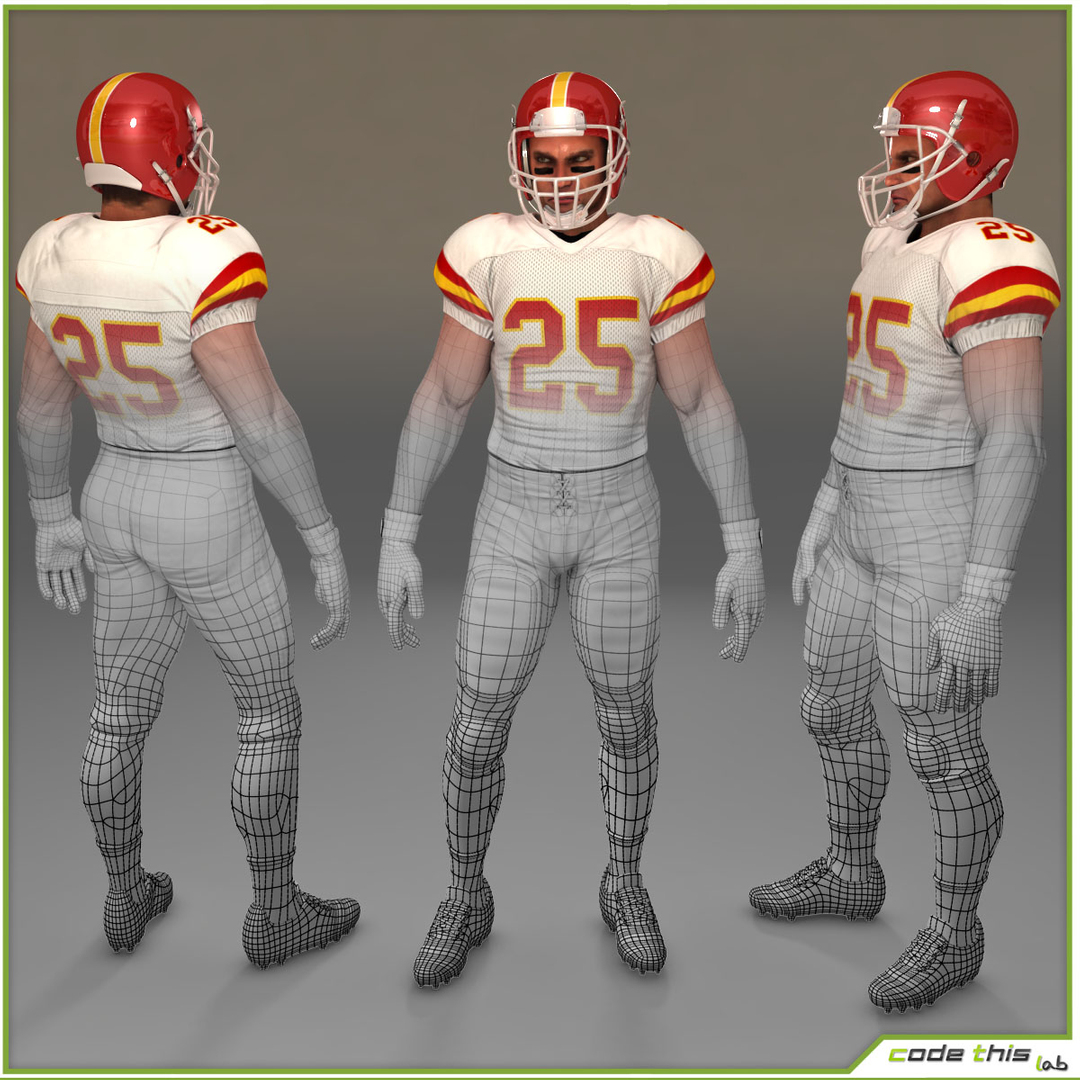 team player american football 3d obj