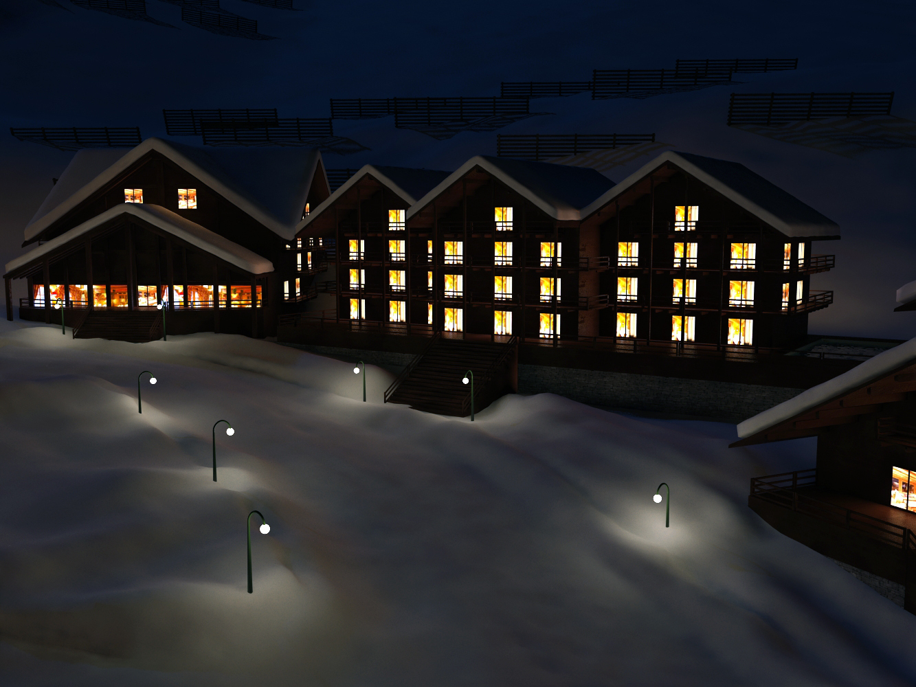 ski town scene 3d model