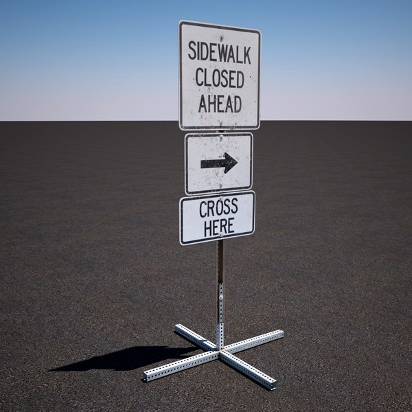 3d model of construction sign