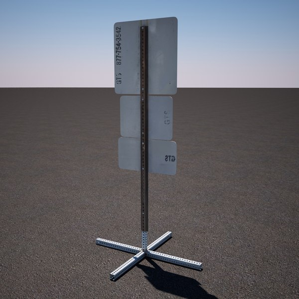 3d model of construction sign