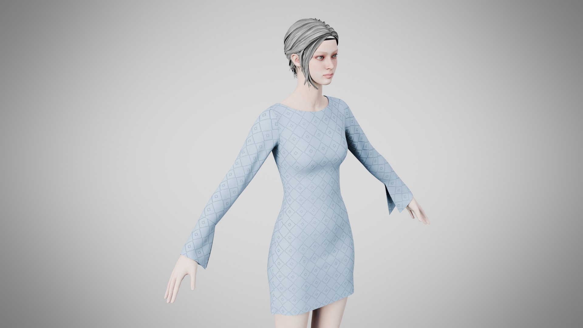 3D Dress 51 Light Blue - TurboSquid 2527295
