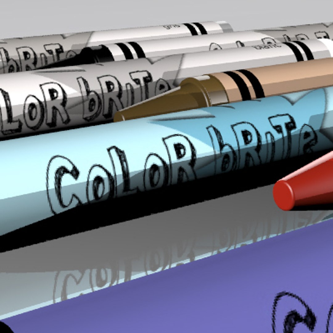 3d 24 crayons colored model