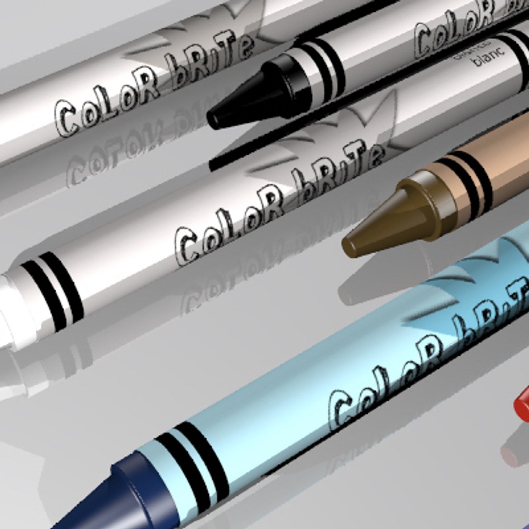 3d 24 crayons colored model