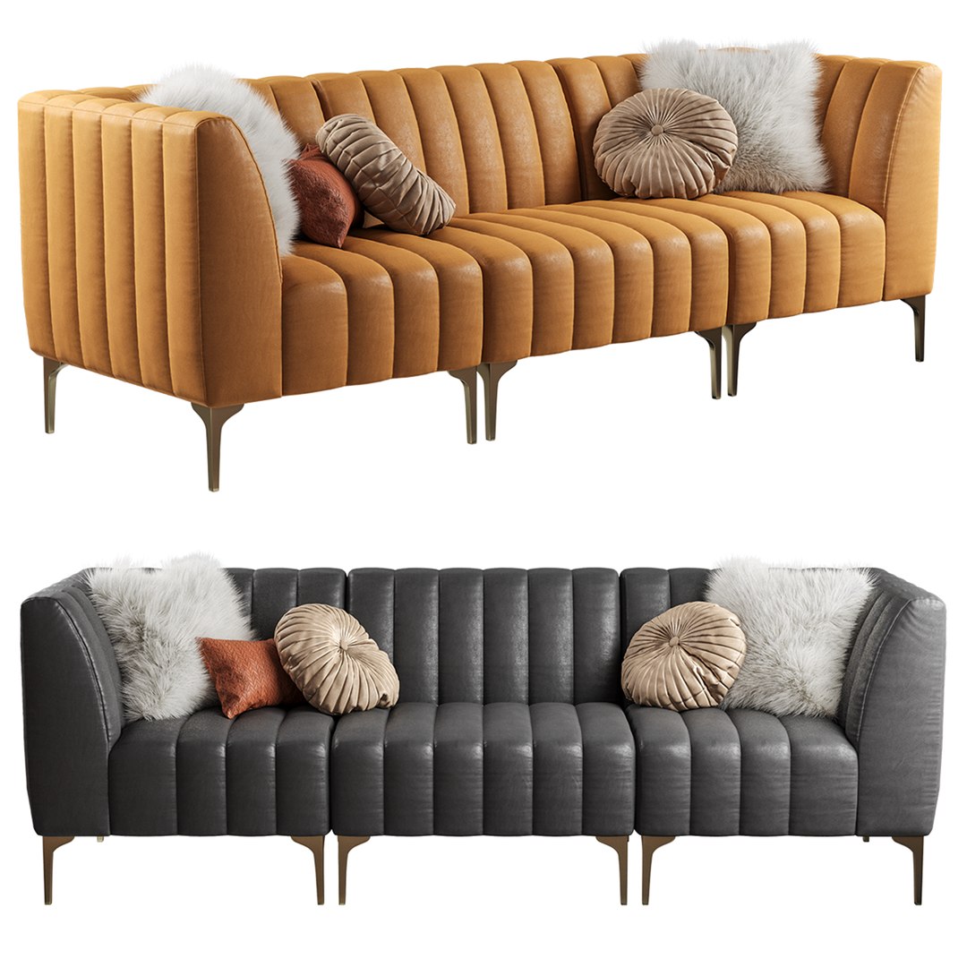 3D Pottery Barn Avalon sofa leather 3-seater - TurboSquid 2059699