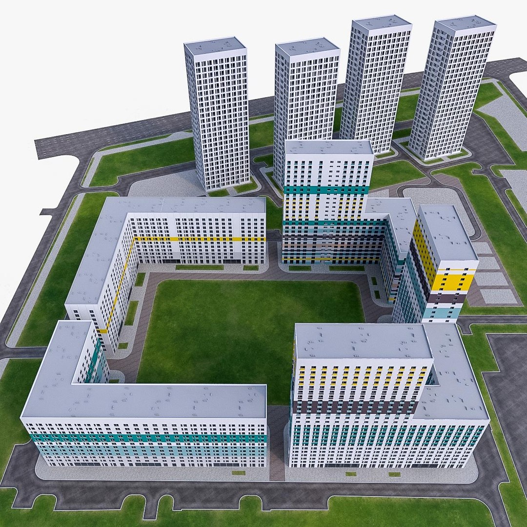 Modern Residential Complex Build 3D Model - TurboSquid 1259287
