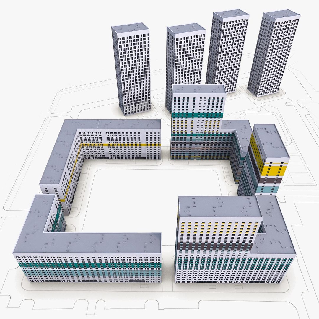 Modern Residential Complex Build 3D Model - TurboSquid 1259287