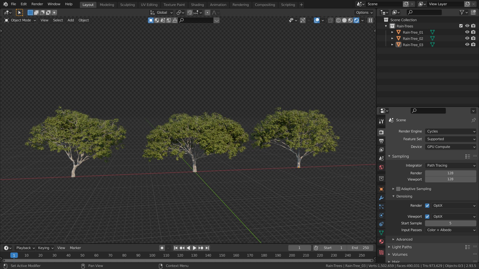 Rain Trees Pack 3D Model - TurboSquid 1797184
