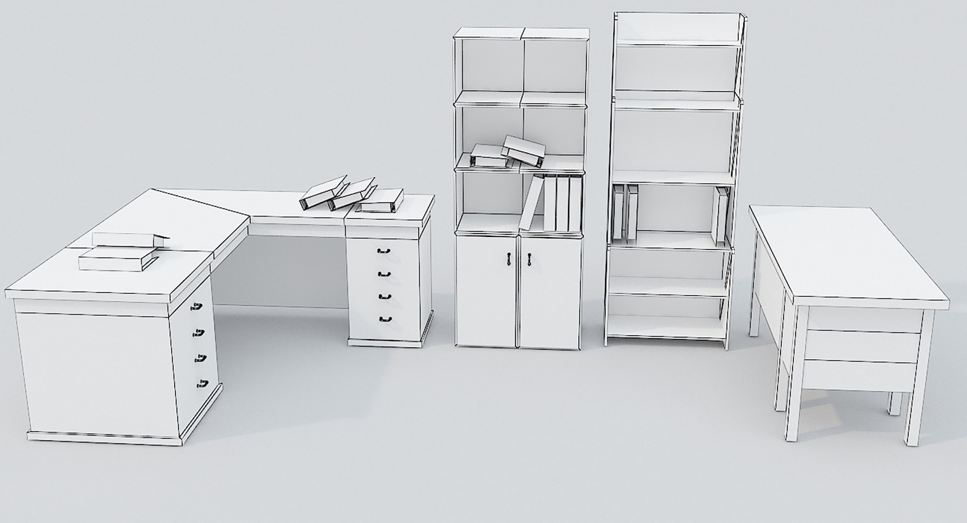 Old Office Desks Cabinets and Folders 3D - TurboSquid 1765066