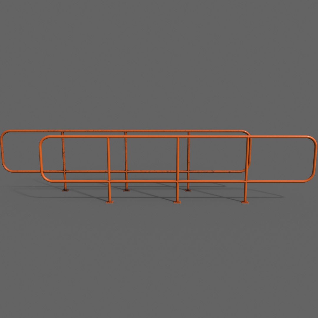 PBR Pedestrian Guard Rail Orange V5 3D Model - TurboSquid 1867590