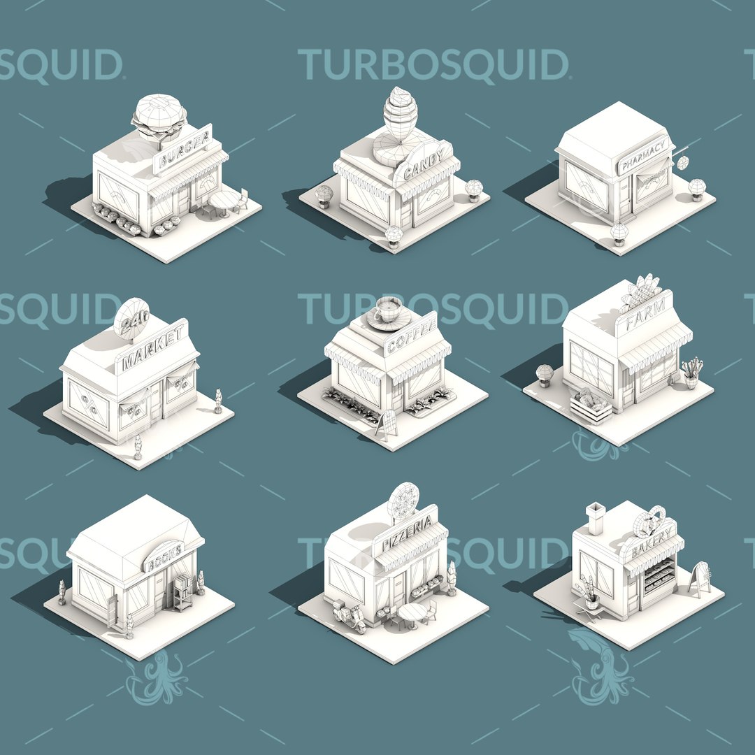 3D Low Poly Stores House Ver 2 Isometric Low-poly 3D Model - TurboSquid ...