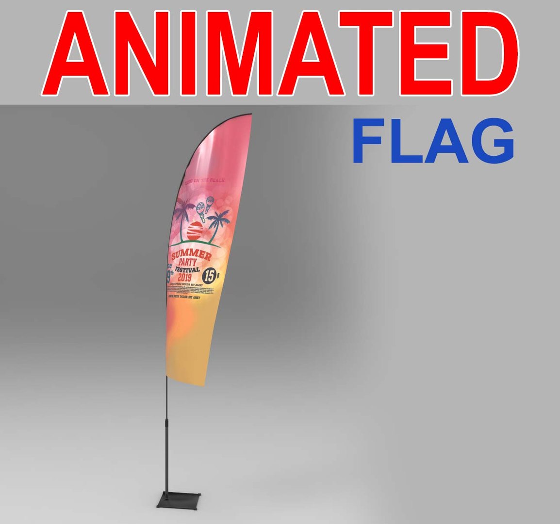 3d advertising flags model