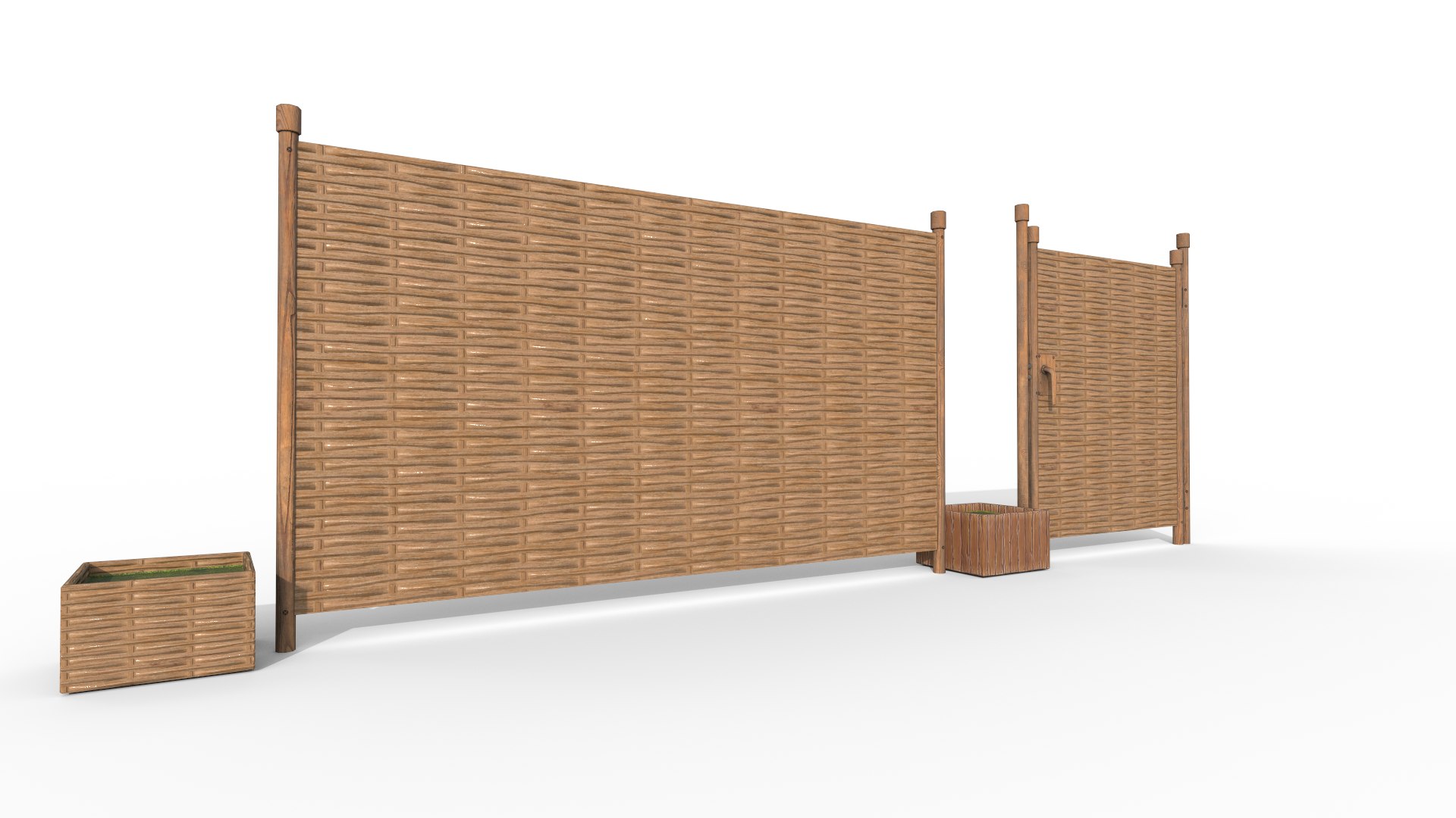 Fence With A Gate Made Of Wicker Wicker PBR Model - TurboSquid 1889407