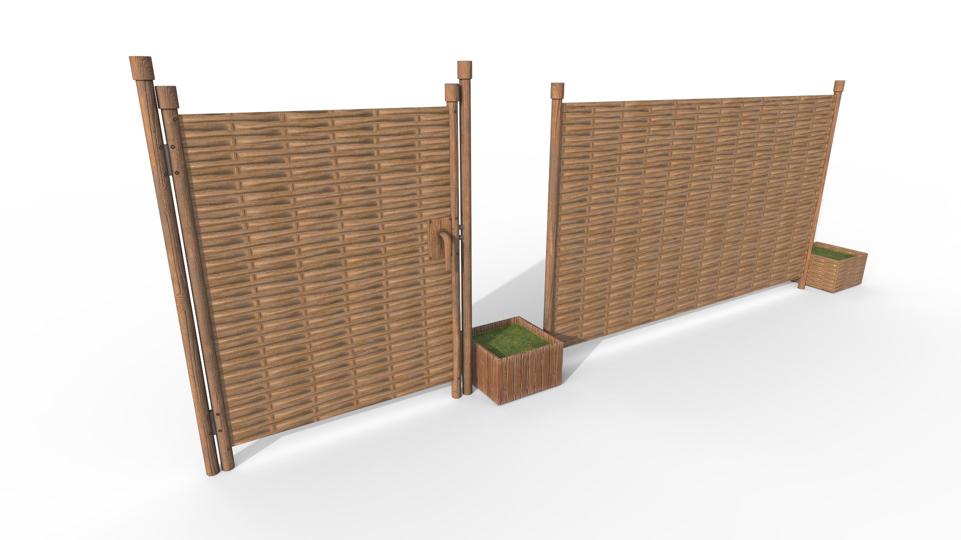 Fence With A Gate Made Of Wicker Wicker PBR Model - TurboSquid 1889407