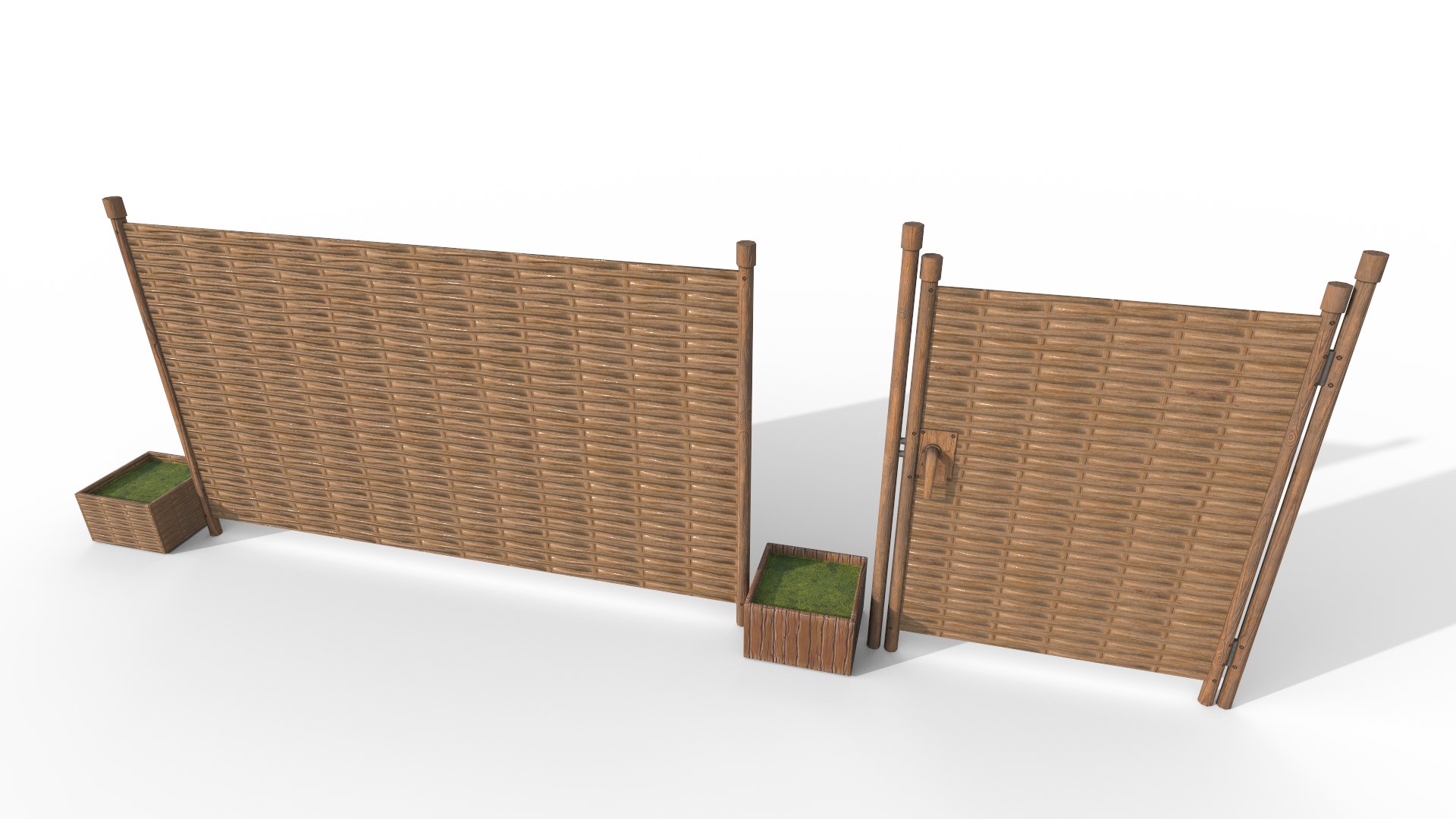 Fence With A Gate Made Of Wicker Wicker PBR Model - TurboSquid 1889407