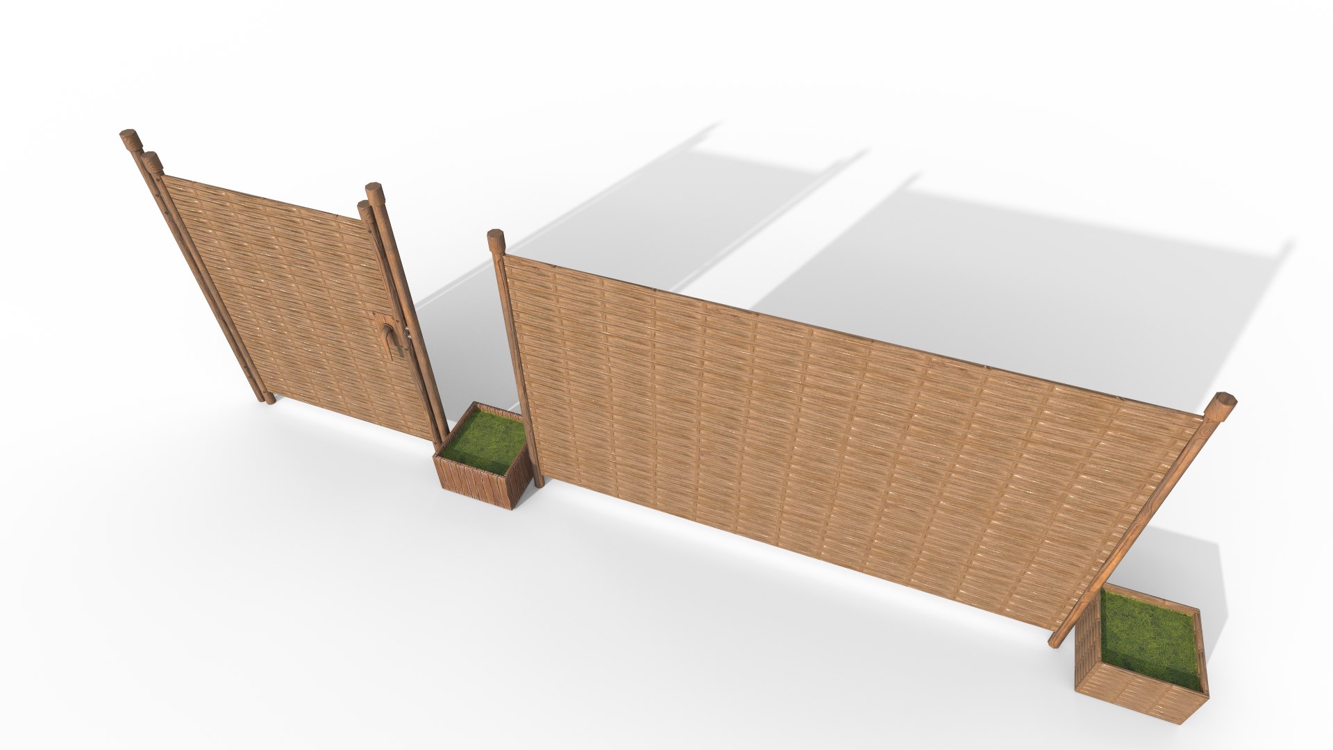 Fence With A Gate Made Of Wicker Wicker PBR Model - TurboSquid 1889407