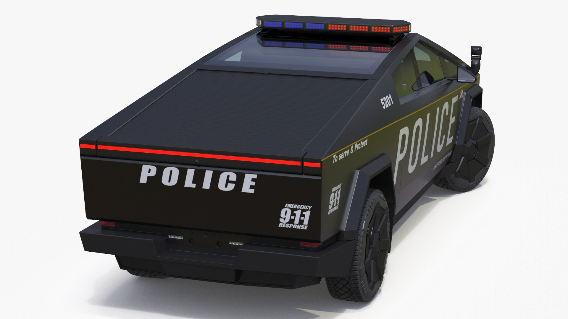3D Tesla Cybertruck Police Car Rigged For Maya - TurboSquid 2285058