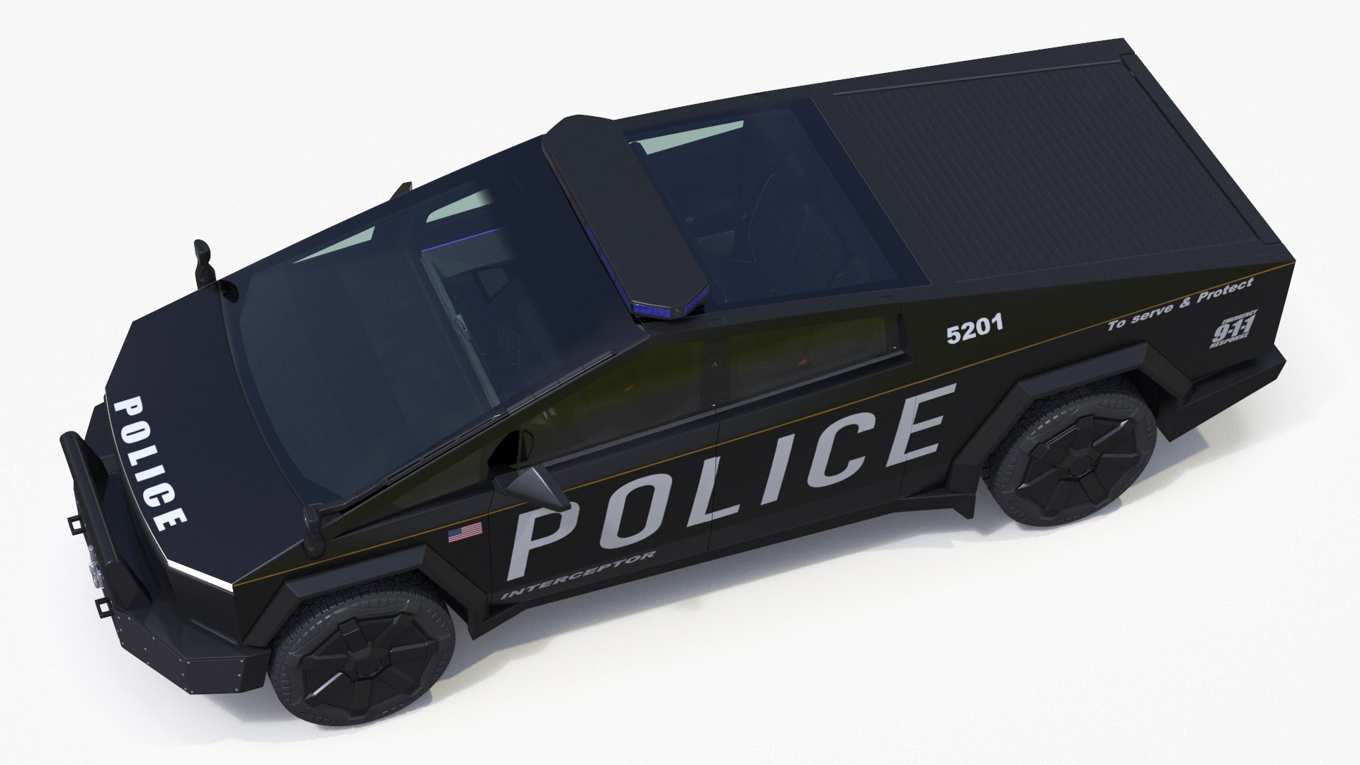 3D Tesla Cybertruck Police Car Rigged For Maya - TurboSquid 2285058