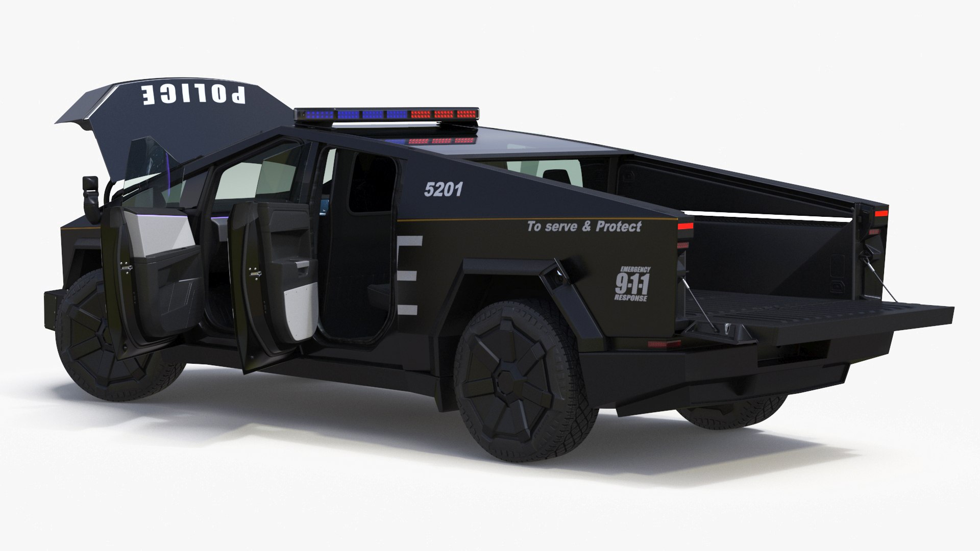 3D Tesla Cybertruck Police Car Rigged For Maya - TurboSquid 2285058