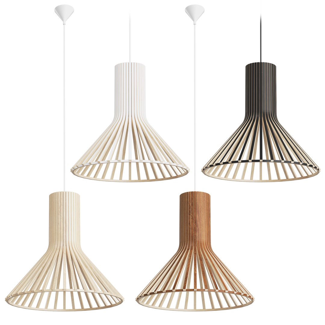 3D Secto Design Wooden Lamps Model - TurboSquid 1619098