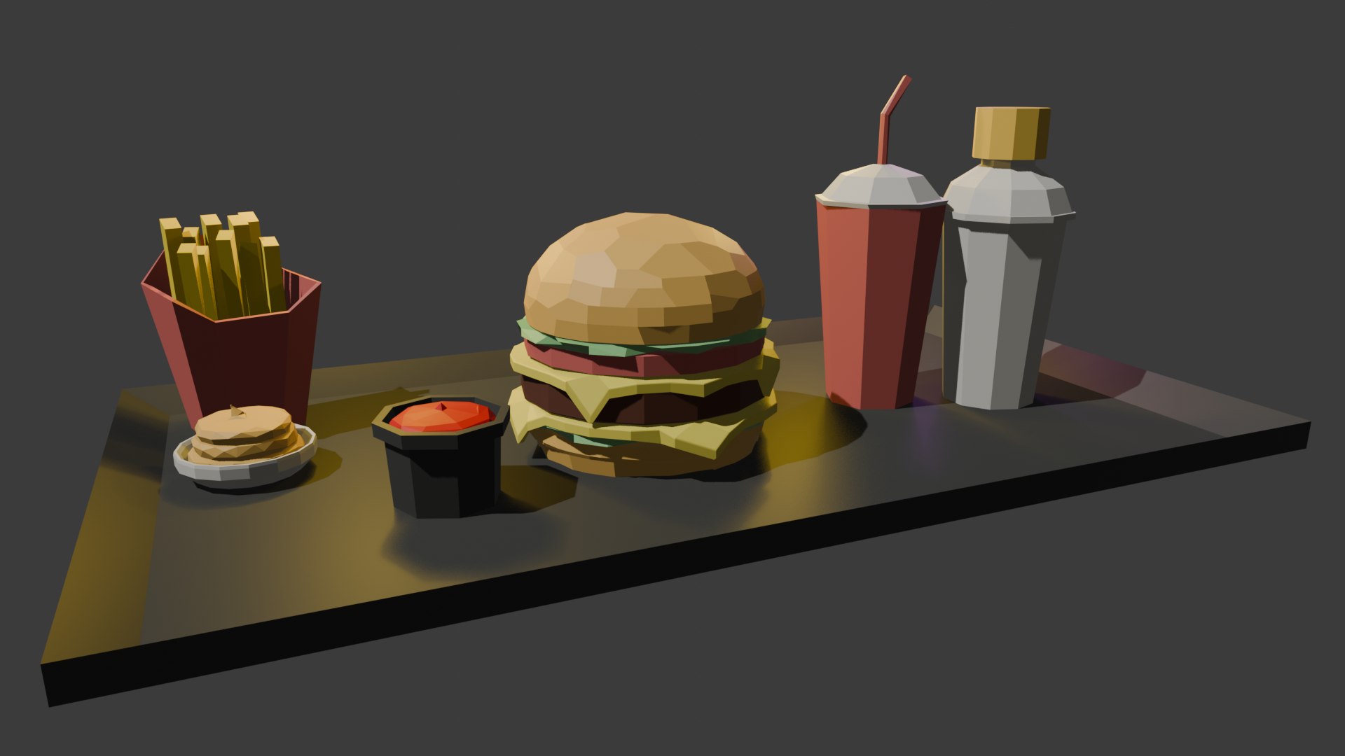 Fast Food Low Poly Pack Burgers Fries Drink And More 3D Model ...